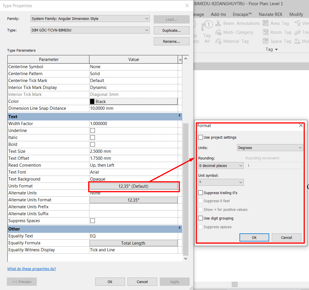 Thiết lập Dim theo TCVN trong Revit - Bim House Education
